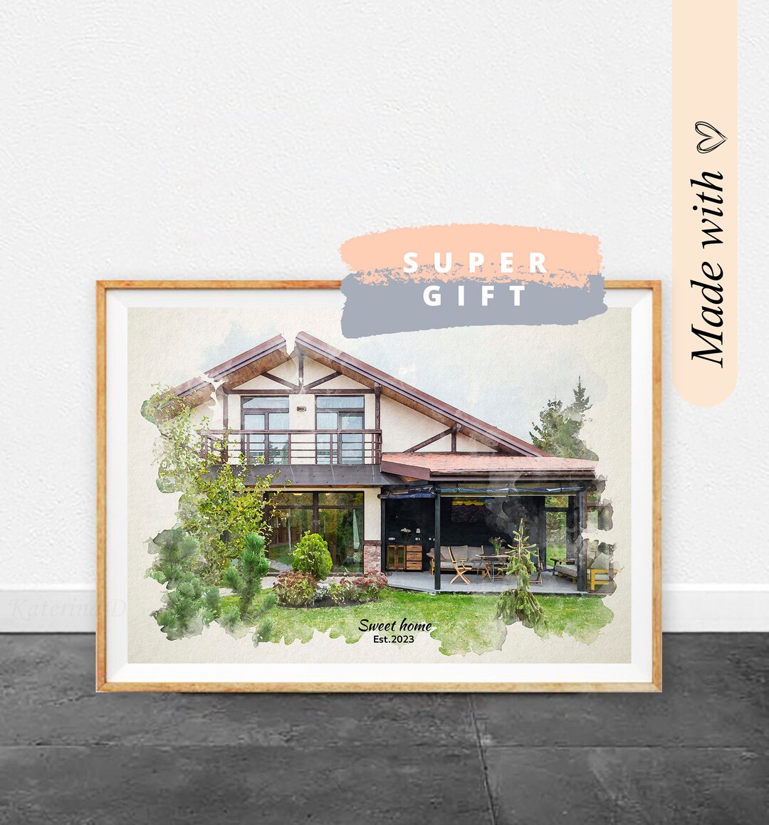 Custom House Drawing, House Portrait, Housewarming Gift, New Home Gift ...