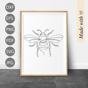 Bee Svg, One Line Drawing, Bee Png, Insect Print, Honey Bee Poster, Bee ...