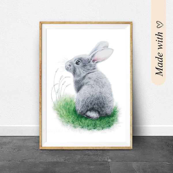 Rabbit Art Print - Etsy