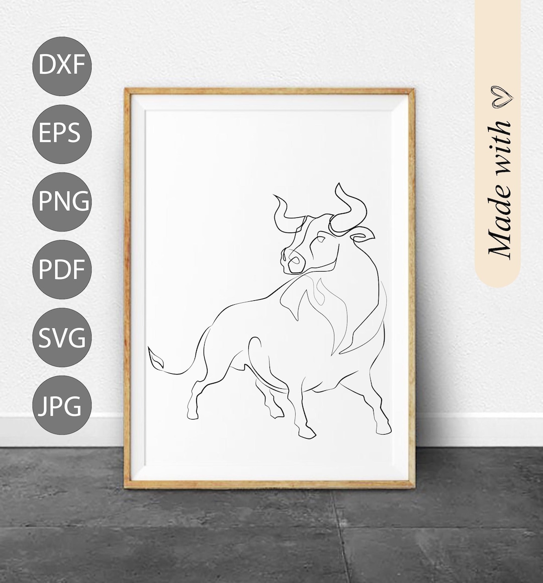 Bull Wall Art, Line Art, Bull Svg, Animal Prints, Cowboy Poster, Cow ...