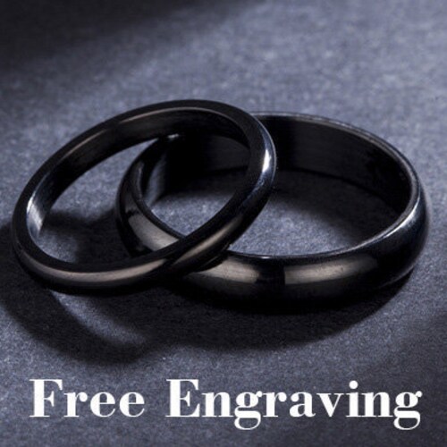 Meterite Black Couple Rings Black Promise Rings for Couples - Etsy