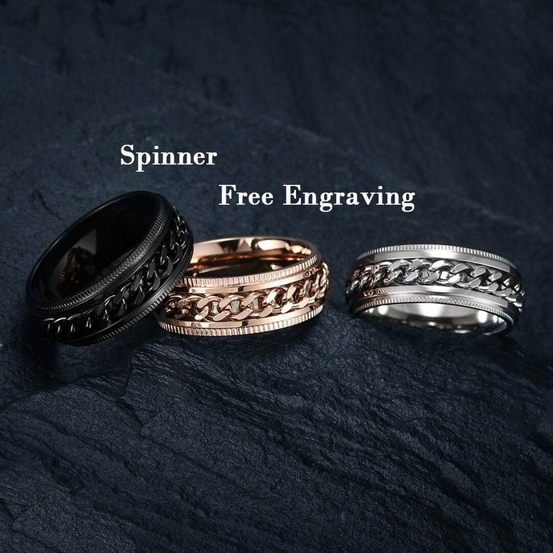Fidget Ring Men, Spinner Ring Rose Gold - Etsy