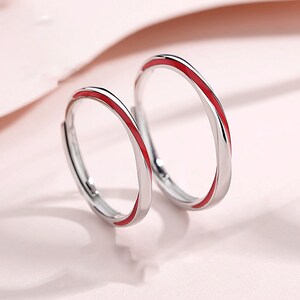Sterling Silver Red String of Fate Promise Rings for Couples - Etsy