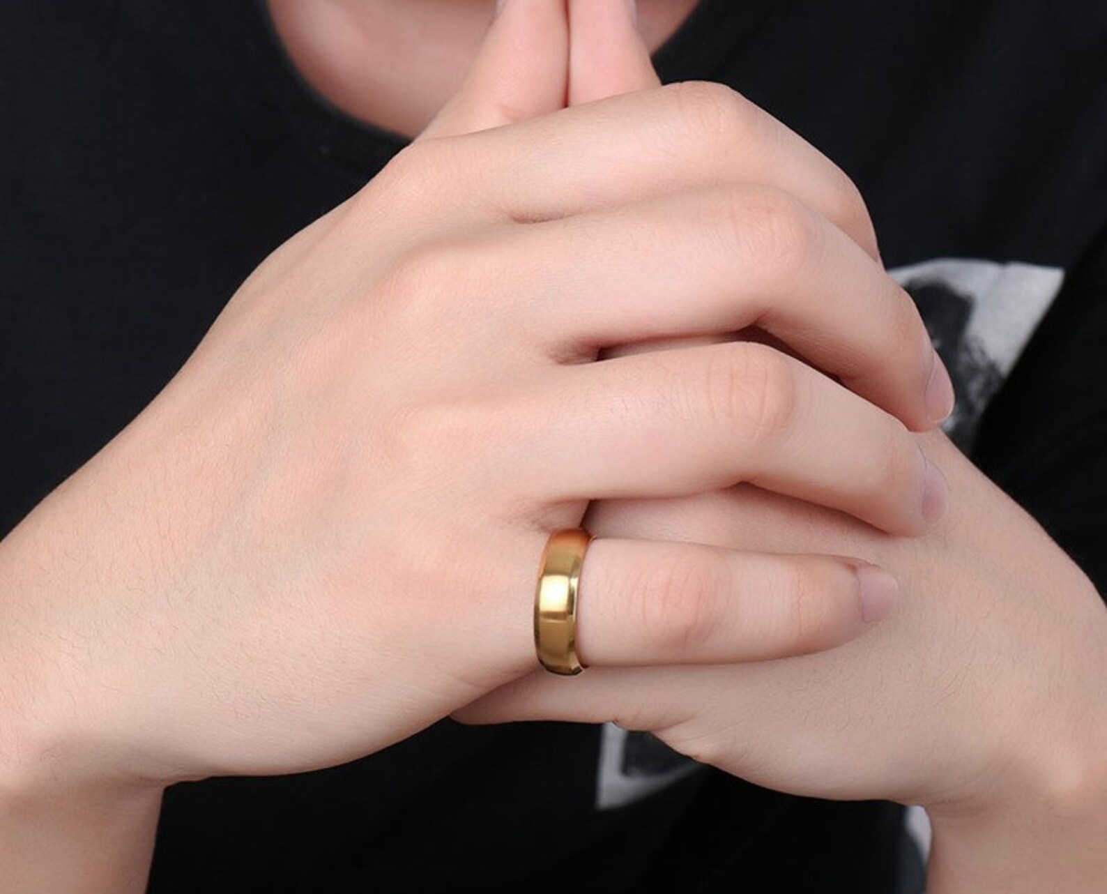 18k Gold Plated 6mm Stainless Steel Brushed Pinky Ring - Etsy