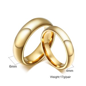 4mm/6mm Gold Tungsten Couple Ring Matching Wedding Bands - Etsy