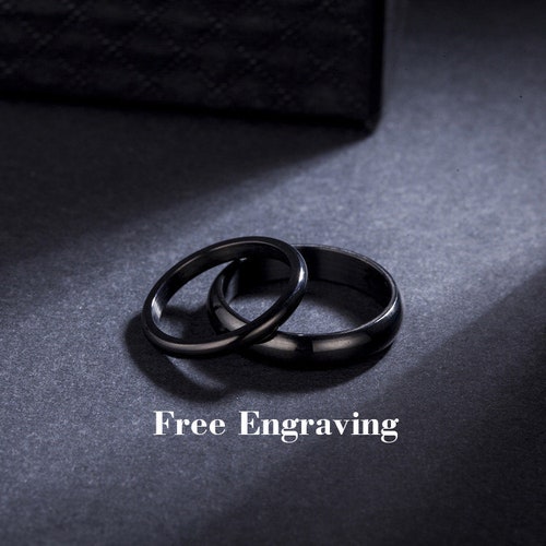 Meterite Black Couple Rings Black Promise Rings for Couples - Etsy