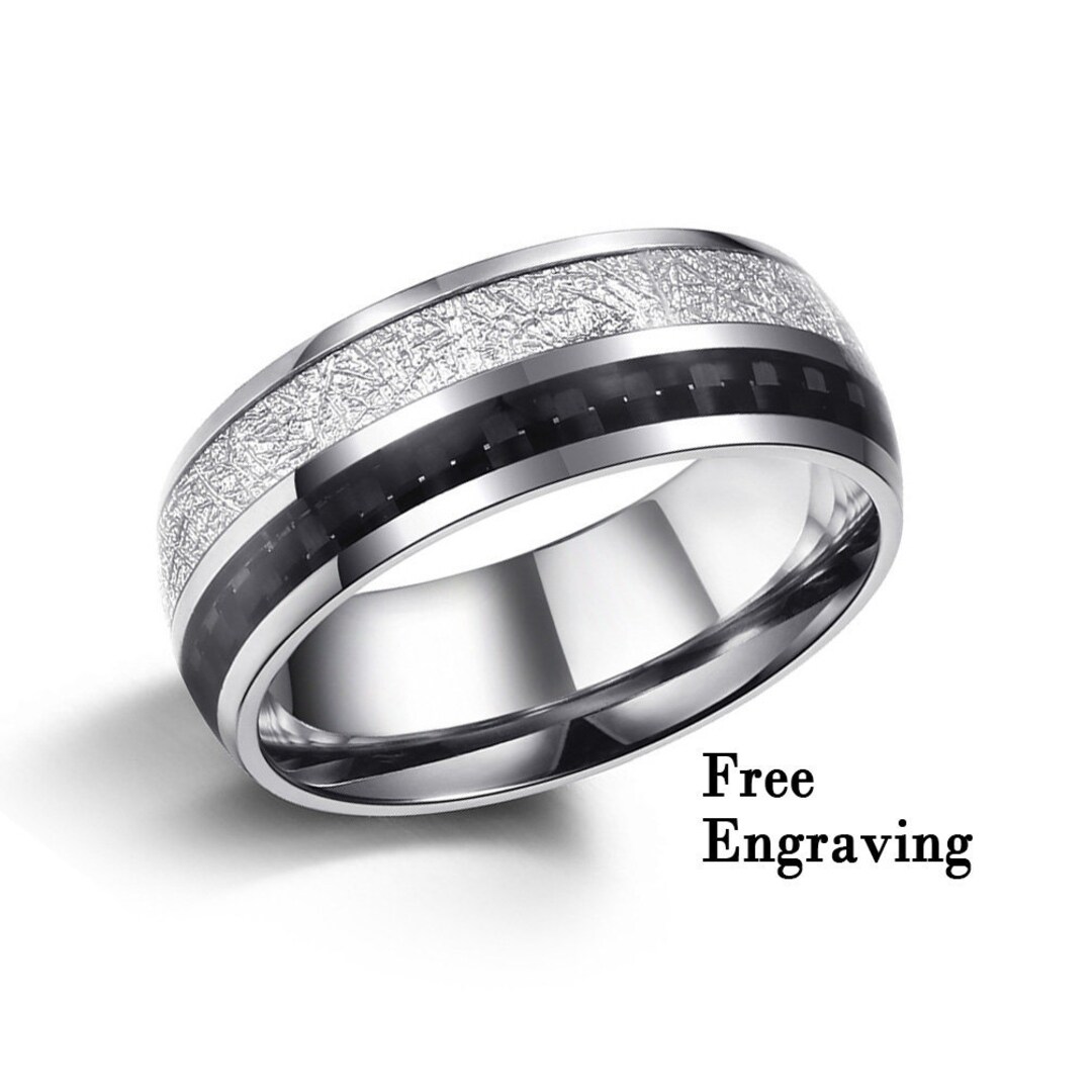 Meteorite Patten Carbon Fiber Ring - Etsy