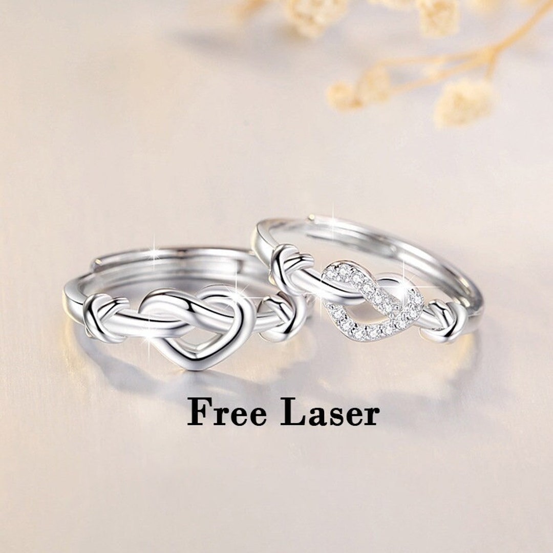 Promise Ring for Couple Set,twin Knot Ring,couples Ring, Matching ...