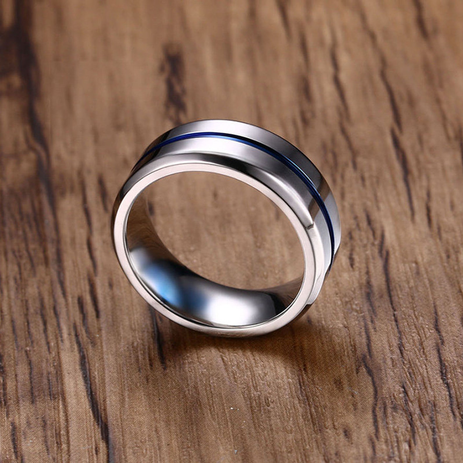 Mens Promise Ring Mens Rings Silver and Blue - Etsy