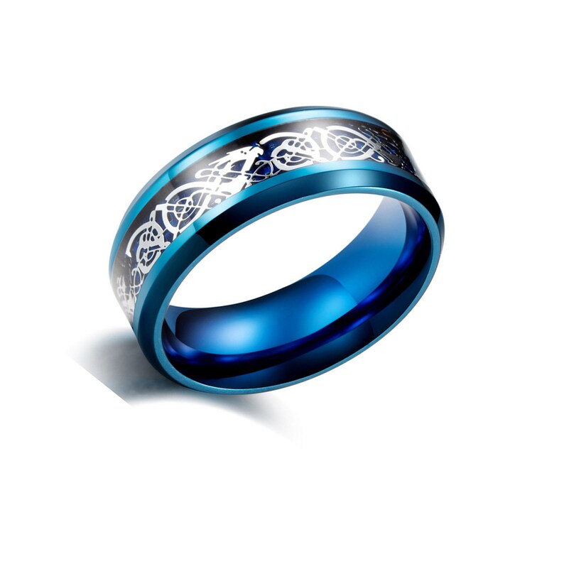 Black and Blue 8mm Carbon Fiber Dragon Ring - Etsy