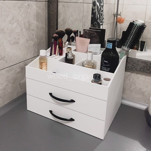 Extra Large Makeup Organizer White Wooden Make up Organizer - Etsy