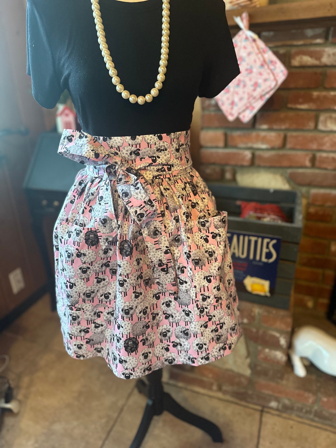 Half Apron of Sheep, Black Lamb Apron, Farm Animal Apron, Black Lamb ...