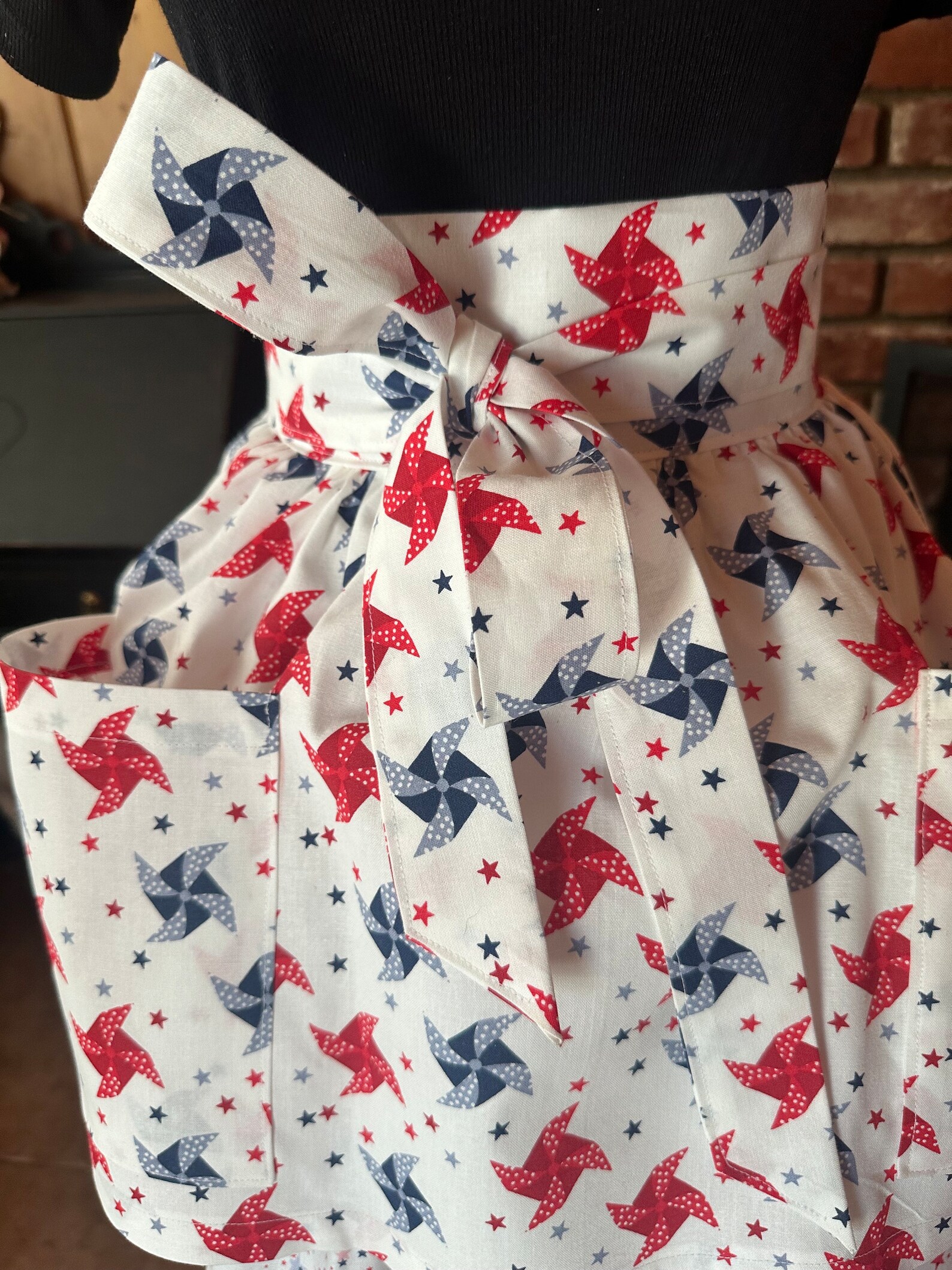 Delightful Patriotic Two Tier Half Apron With Pinwheels, Ladies Apron ...