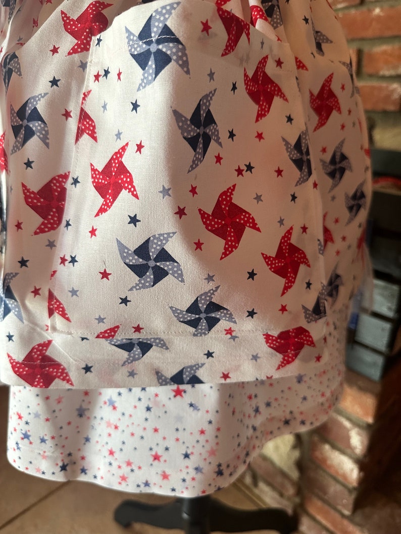Delightful Patriotic Two Tier Half Apron With Pinwheels, Ladies Apron ...