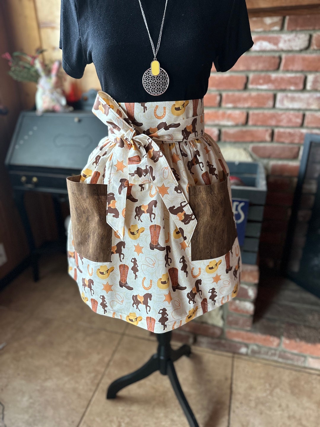 Half Apron for Cowgirls, Western Apron, Country Apron, Ladies Apron ...