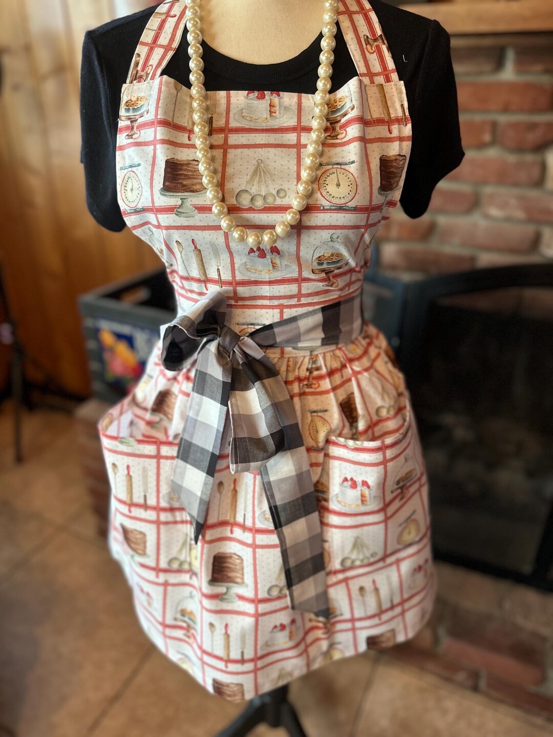 Charming Full Apron of Colorful Baking Accessories and Cakes, Bakers ...