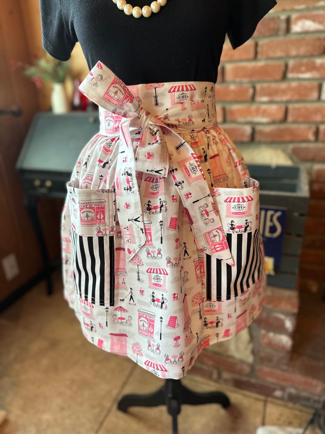 Oohlala Paris Themed Half Apron, Whimsical French Cafe Apron With ...