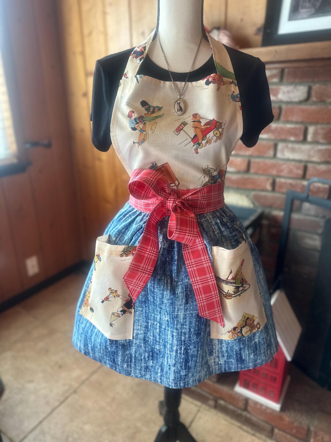 Charming Yellow Cherry Apron, Vintage Inspired Yellow Cherry Apron ...