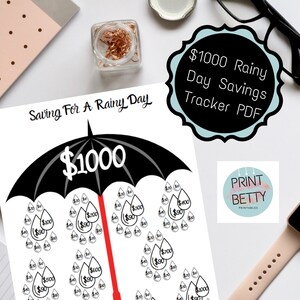 Rainy Day Saving Tracker Emergency Fund Printable 1000 - Etsy