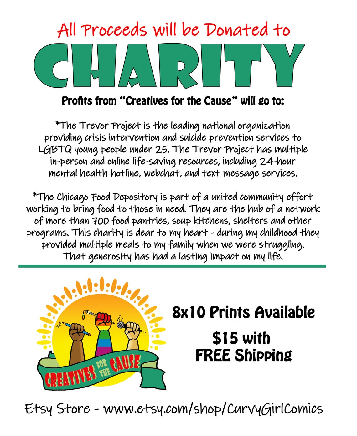 Creatives for the Cause poster Proceeds Donated to Charity | Etsy