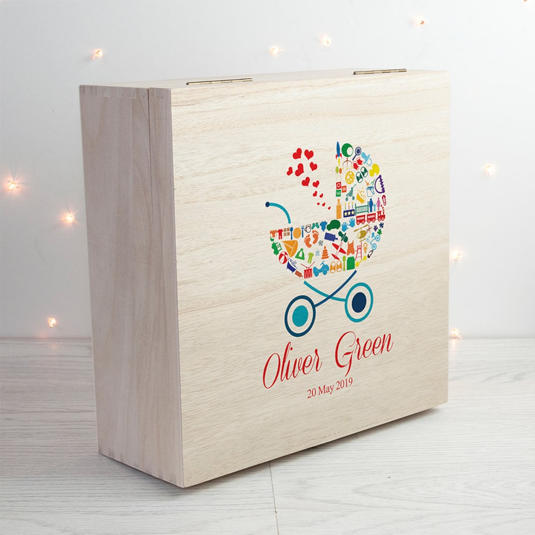 Personalised Baby Pram Memory Box, Printed Gift, New Baby, Newborn ...