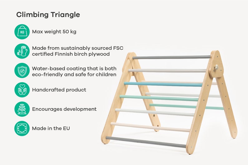 Wood Gym Triangle, Kids Climbing Ladder, Wooden Step Triangle, Triangle ...