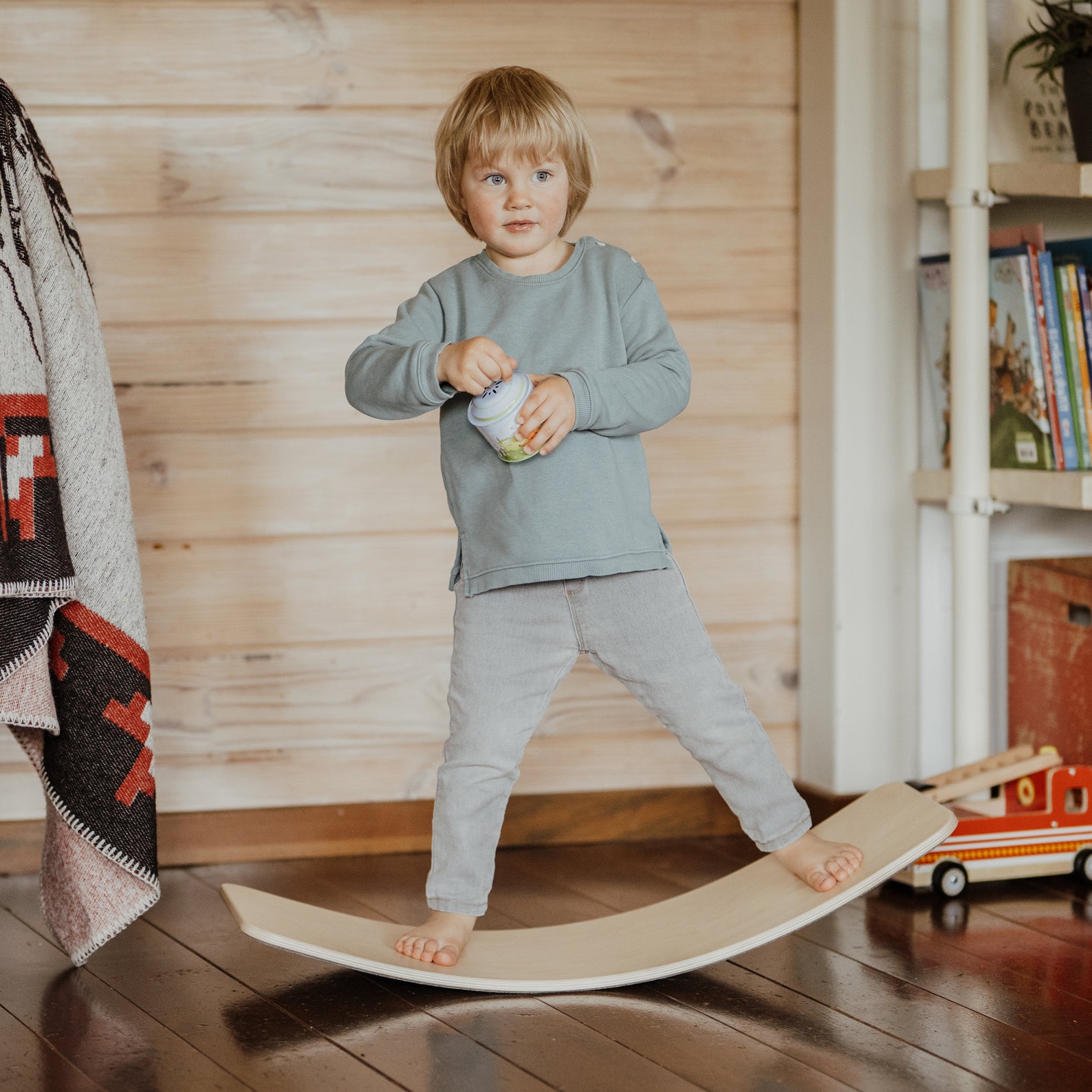 Natural Wooden Balance Board for Kids & Toddlers, Wood Wobble Toy for ...