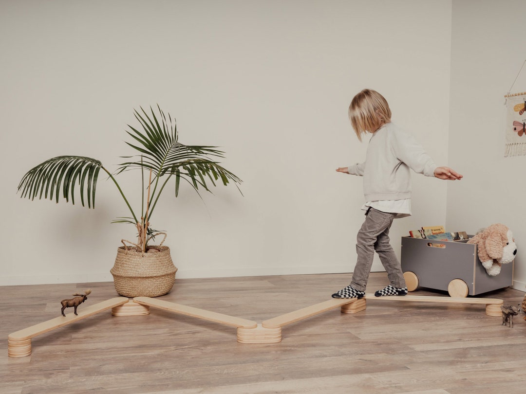 Wooden Montessori Balance Beam Set for Kids and Toddlers, Balance Path ...