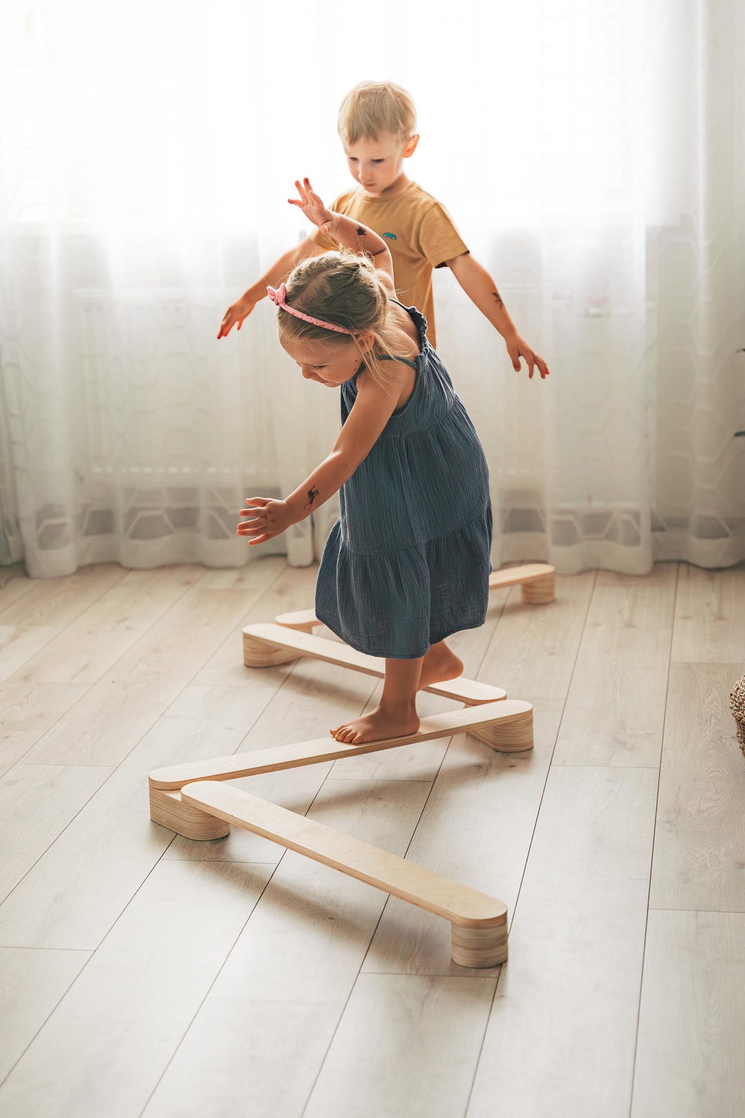 Wooden Montessori Balance Beam Set for Kids and Toddlers, Balance Path ...