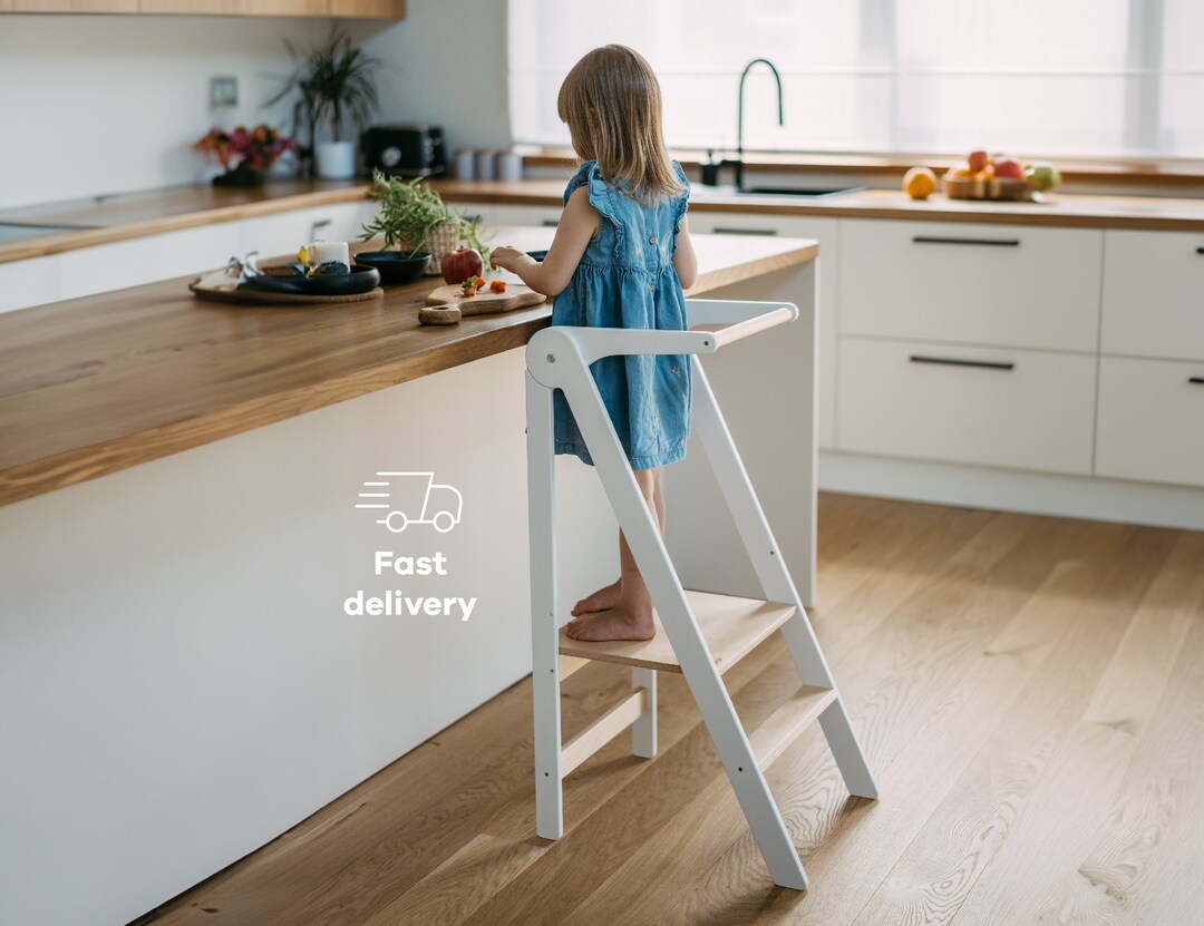 Kitchen Step Stool, Foldable Kitchen Tower Toddler, Learning Helper ...