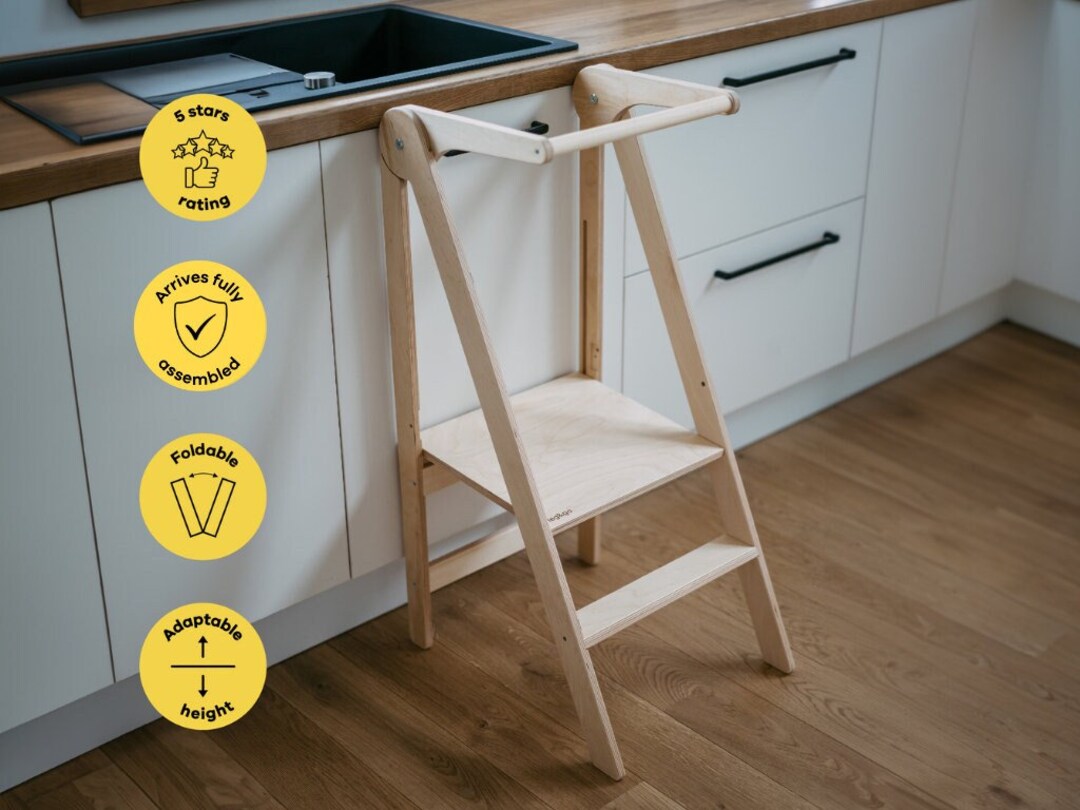 Toddler Foldable Kitchen Stool Helper, Learning Helper, Learning ...