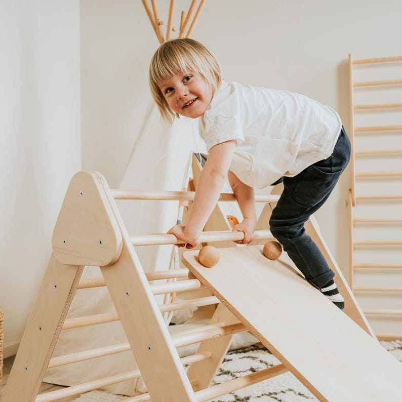 Wood Gym Triangle, Kids Climbing Ladder, Wooden Step Triangle, Triangle ...