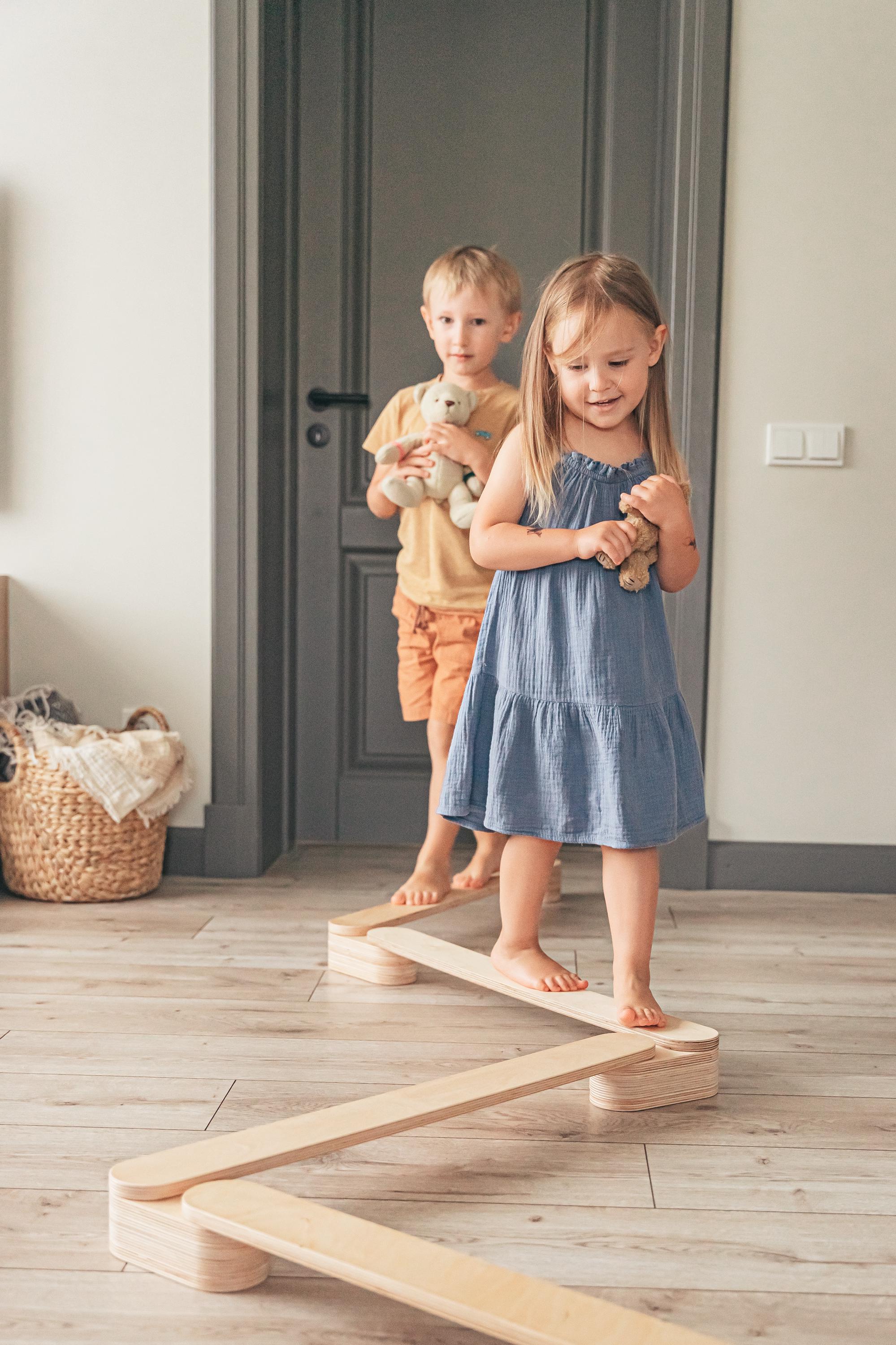 Wooden Montessori Balance Beam Set for Kids and Toddlers, Balance Path ...