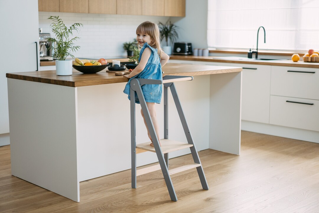 Toddler Kitchen Tower, Kids Step Stool, Fold-up Learning Helper ...