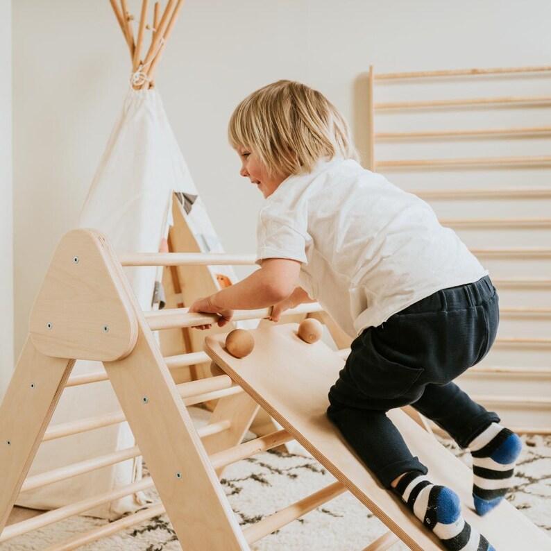 Wood Gym Triangle, Kids Climbing Ladder, Wooden Step Triangle, Triangle ...