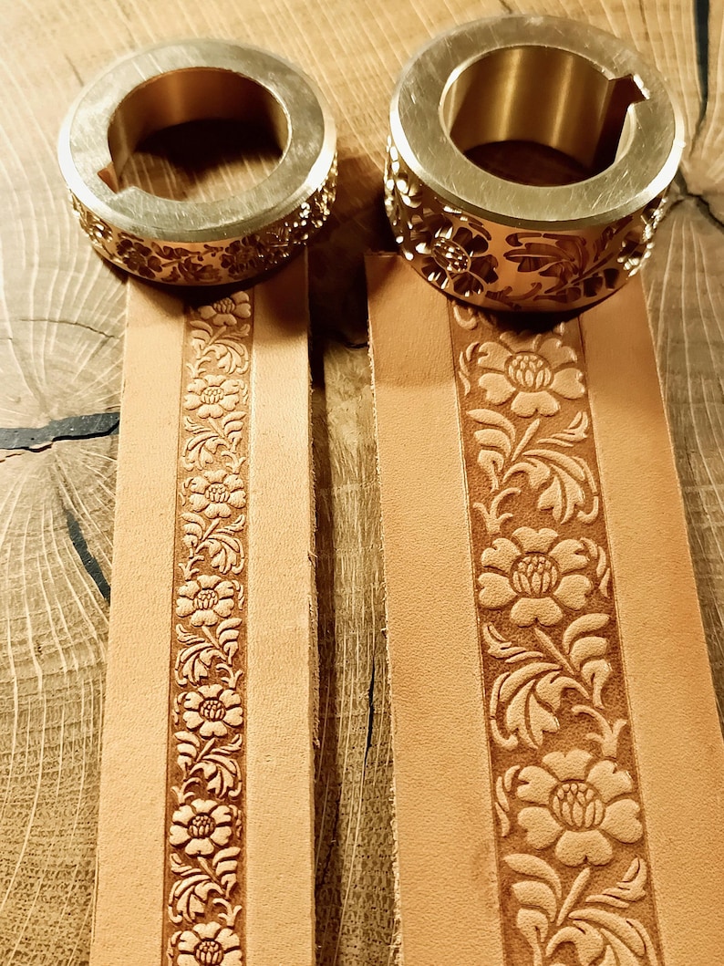 Brass Leather Embossing Roller: 'floral Pattern #1', 9mm & 18mm, 1 ...