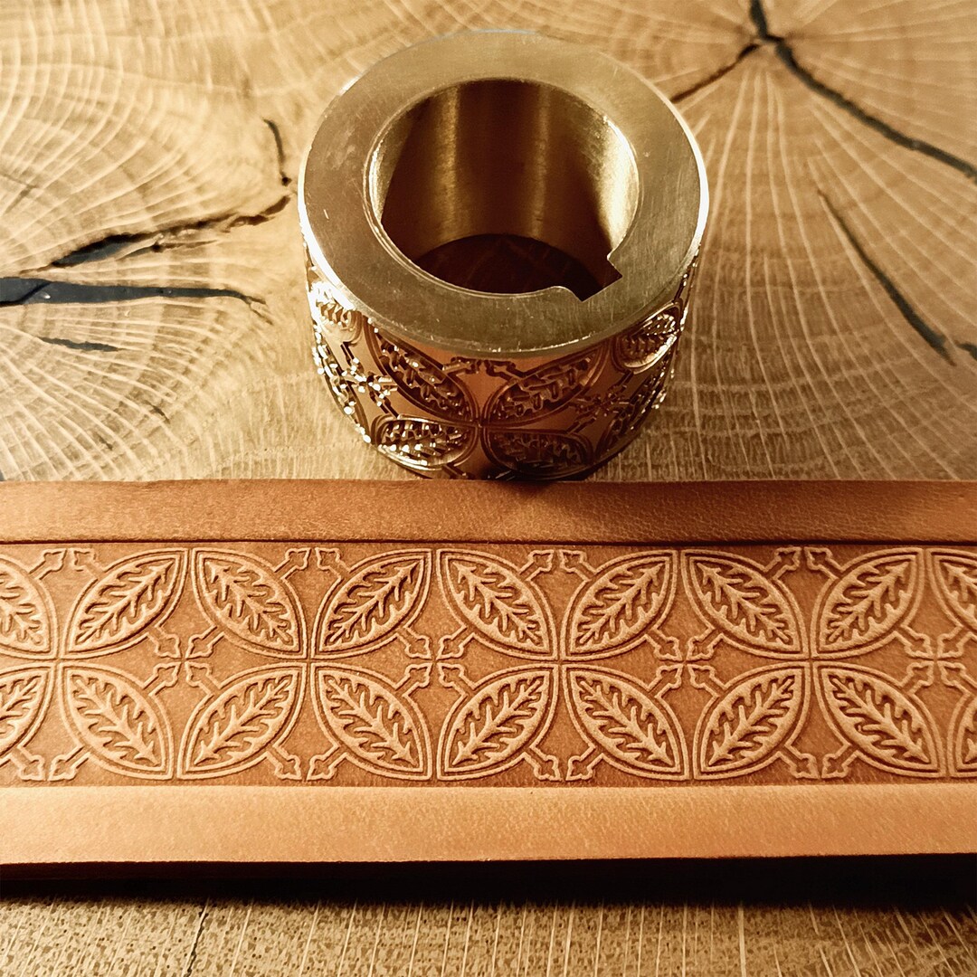 Brass Leather Embossing Rollers. "geometric Floral Pattern #2", 25.4mm ...