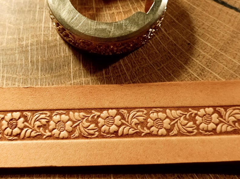 Brass Leather Embossing Roller: 'floral Pattern #1', 9mm & 18mm, 1 ...