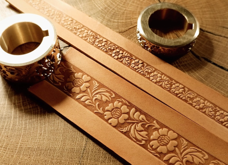 Brass Leather Embossing Roller: 'floral Pattern #1', 9mm & 18mm, 1 ...