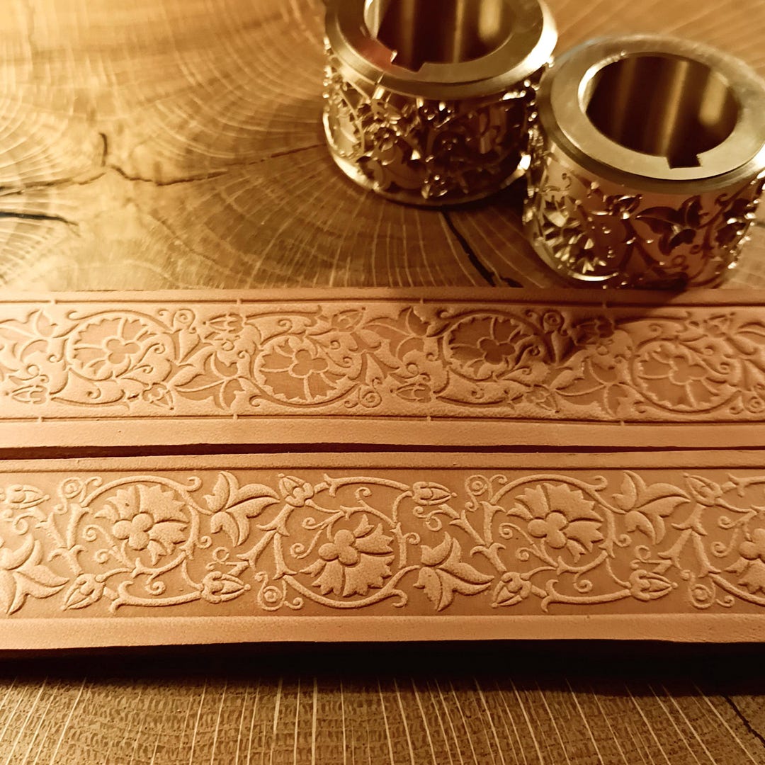 Brass Leather Embossing Rollers. "climbing Flowers #2" IN&OUT 1" Width ...