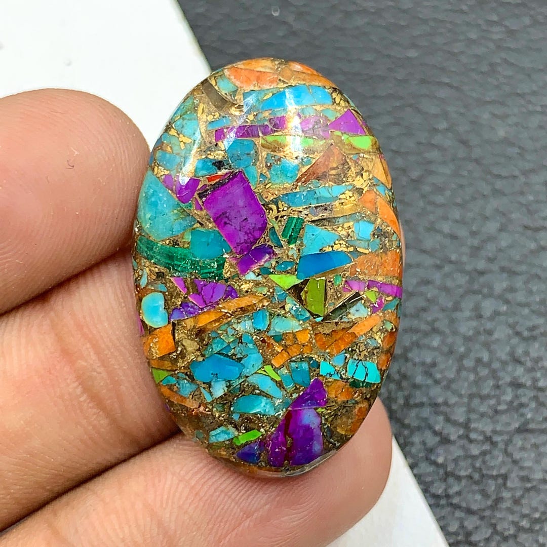 Pink Oyster Mohave Copper Turquoise. Azurite Shattuckite Cabochon ...