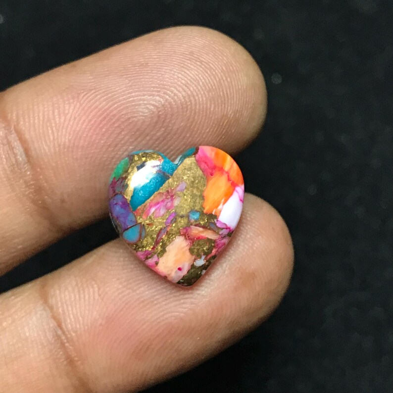 Pink Spiny Oyster Mohave Turquoise ,heart Shape Cabochon, Kings Man ...