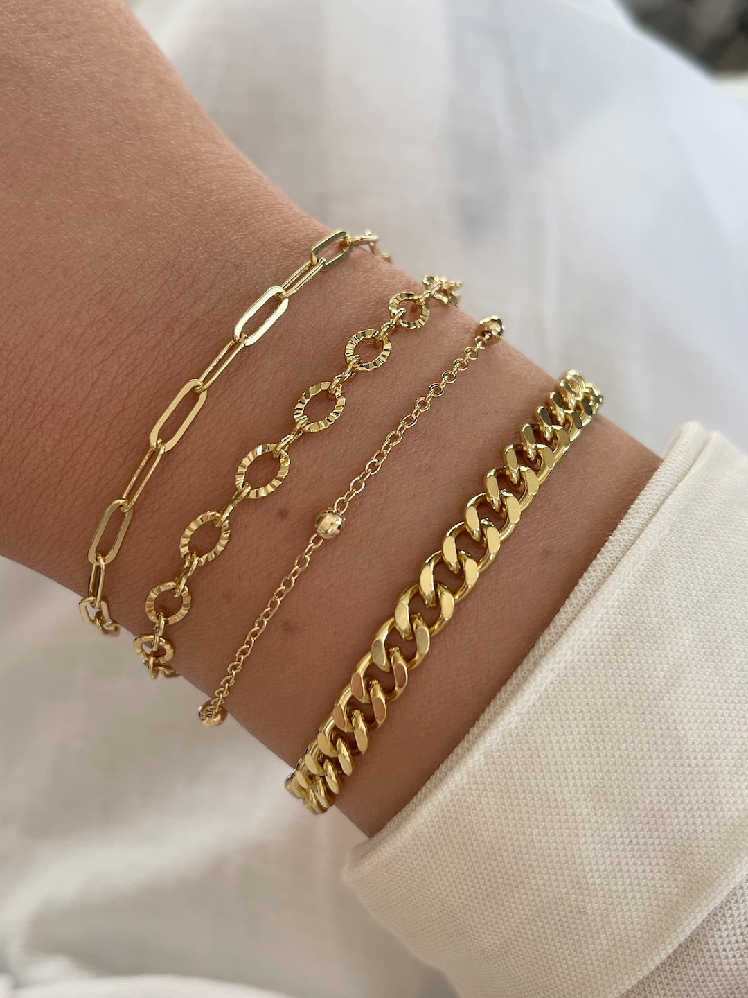 Gold Stacking Bracelets, Gold Bracelets for Women, Dainty Chain ...