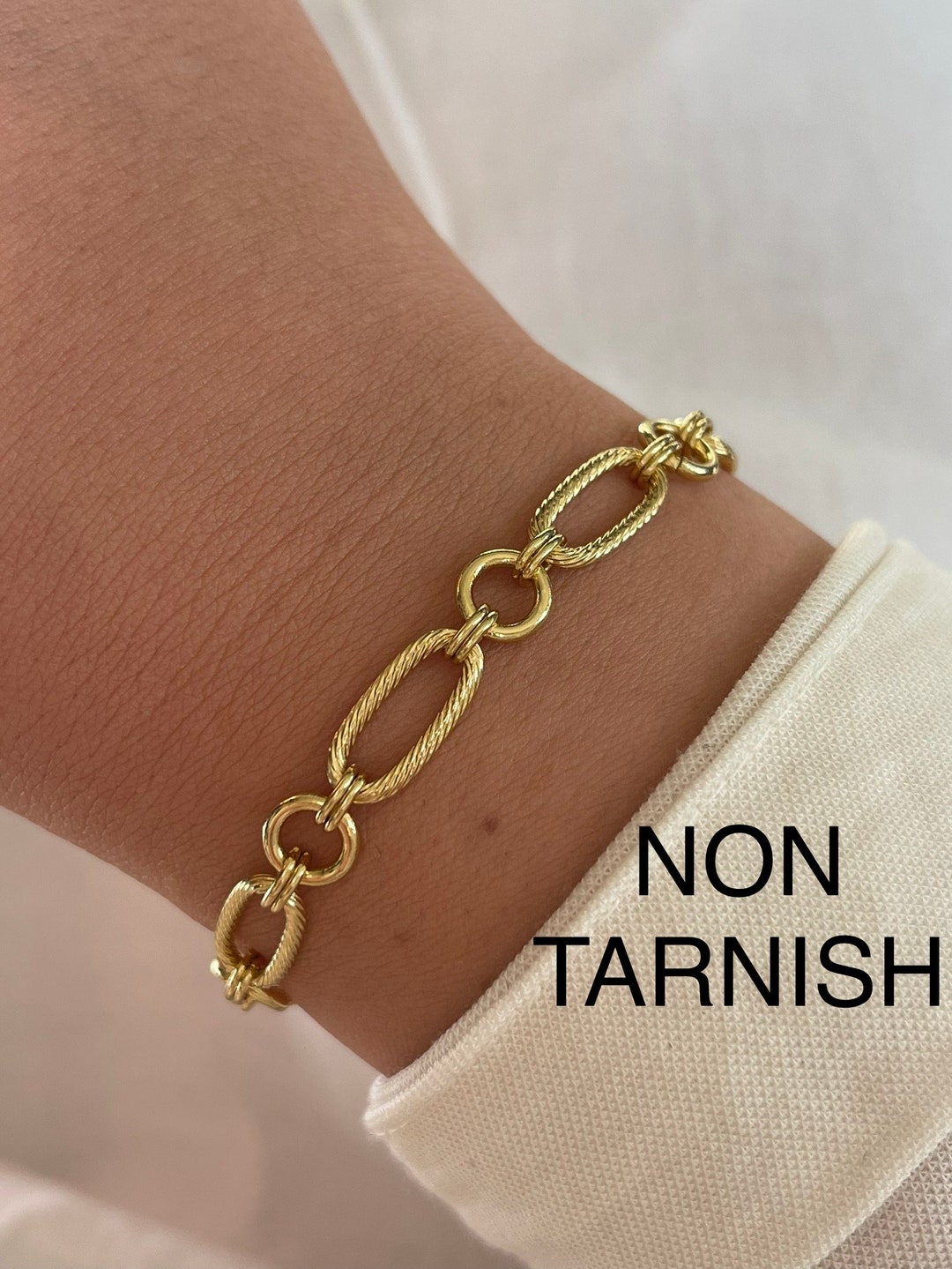Gold Filled Chain Bracelet for Women, Non Tarnish Waterproof Bracelet ...