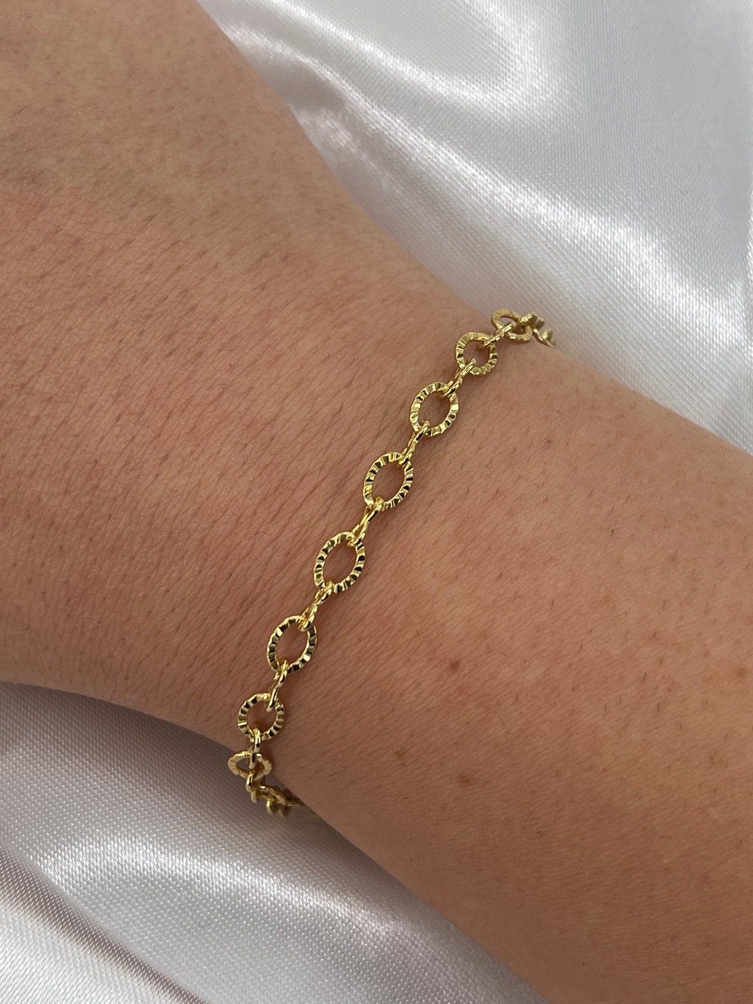 Gold Sparkle Chain Bracelet, 18k Gold Filled Shiny Bracelet,gold ...
