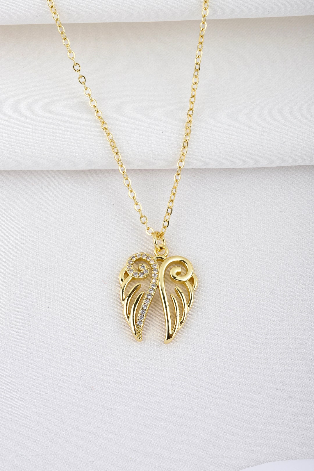 Gold Angel Wings Necklace, 18K Gold Filled Wings Pendant Necklace for ...