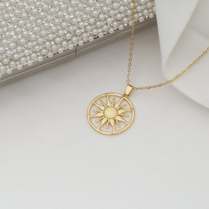 Gold Filled Sun Necklace, Gold Sun Pendant Necklace for Women ...