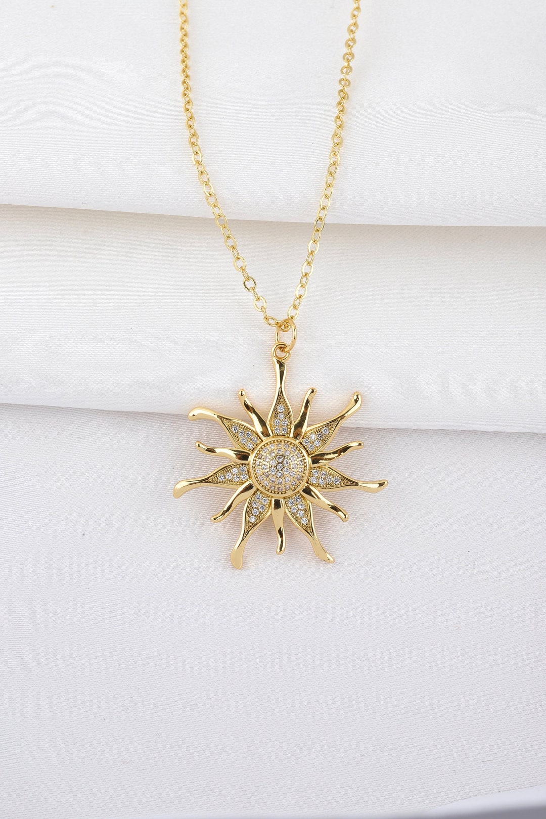 Gold Sun Necklace,18k Gold Filled Sun Pendant Necklace for Women - Etsy