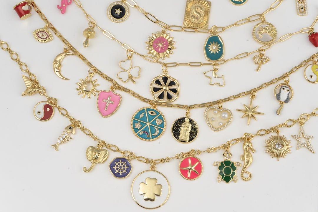Custom Multi Charm Necklace, Pick Your Charms Vintage Style Chunky ...