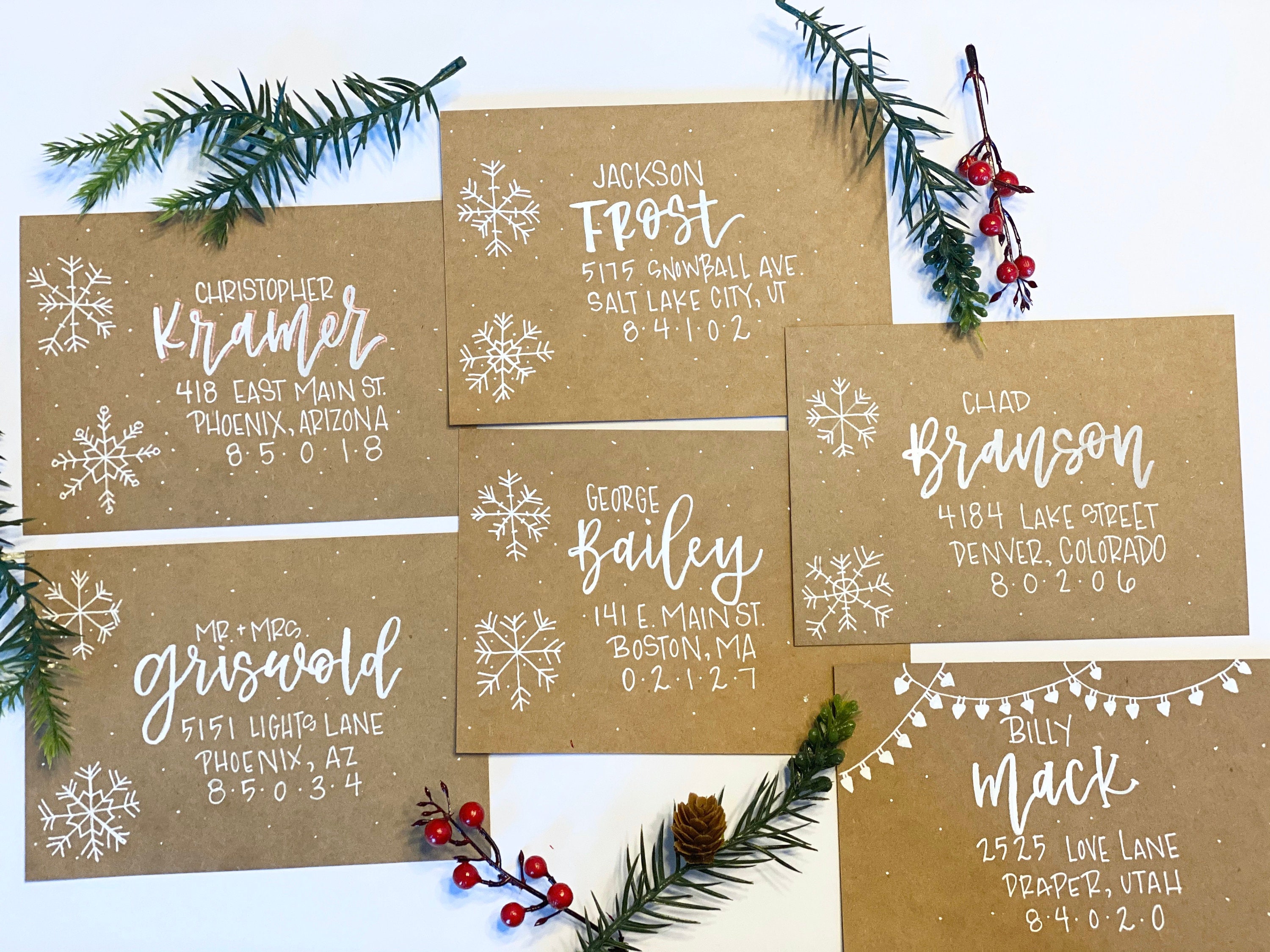 Hand Lettered Holiday Envelopes I Calligraphy I Christmas Card | Etsy